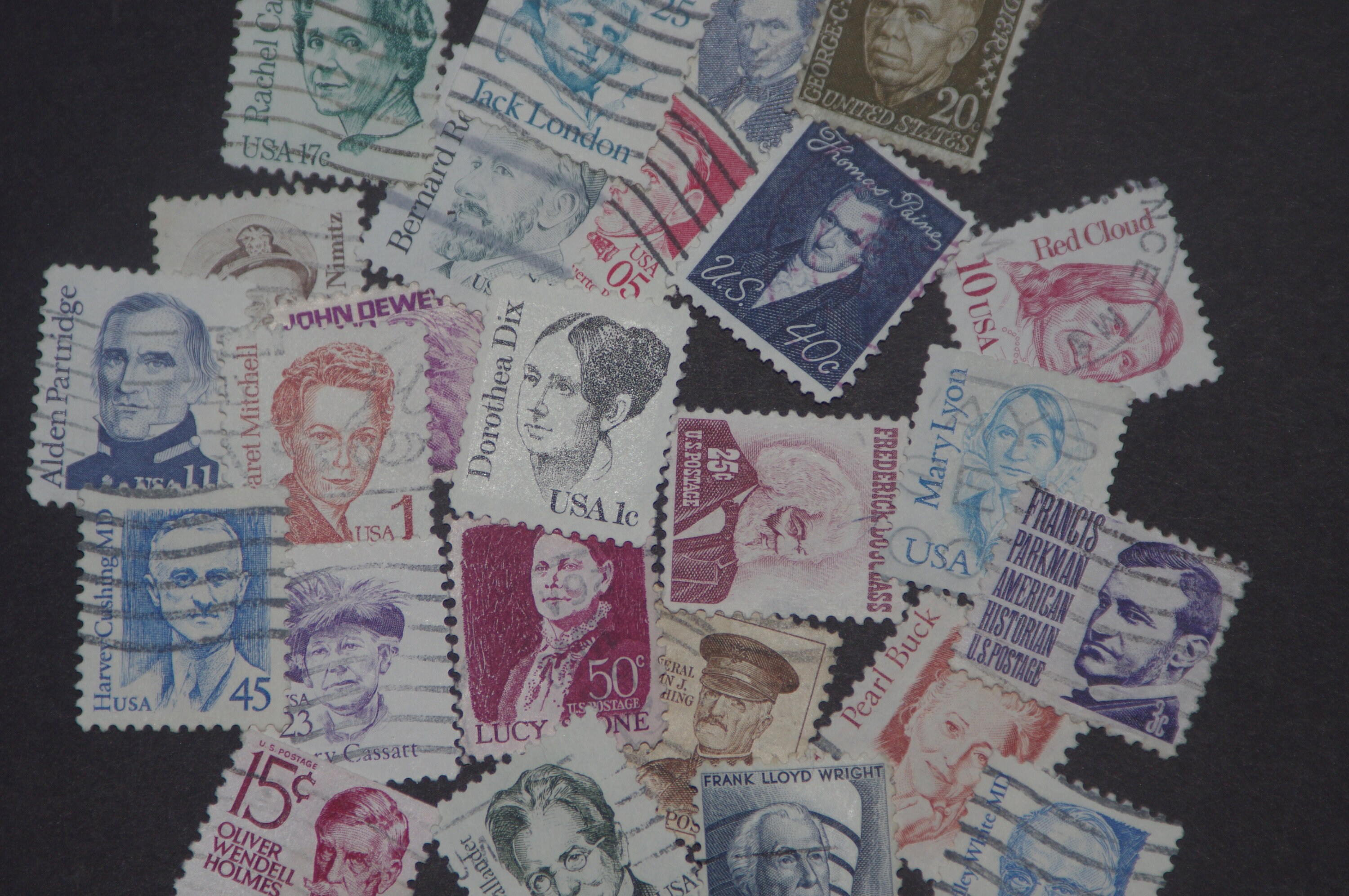 Vintage FAMOUS PEOPLE Postage Stamps ~ 25 Different, Used, off Paper ...