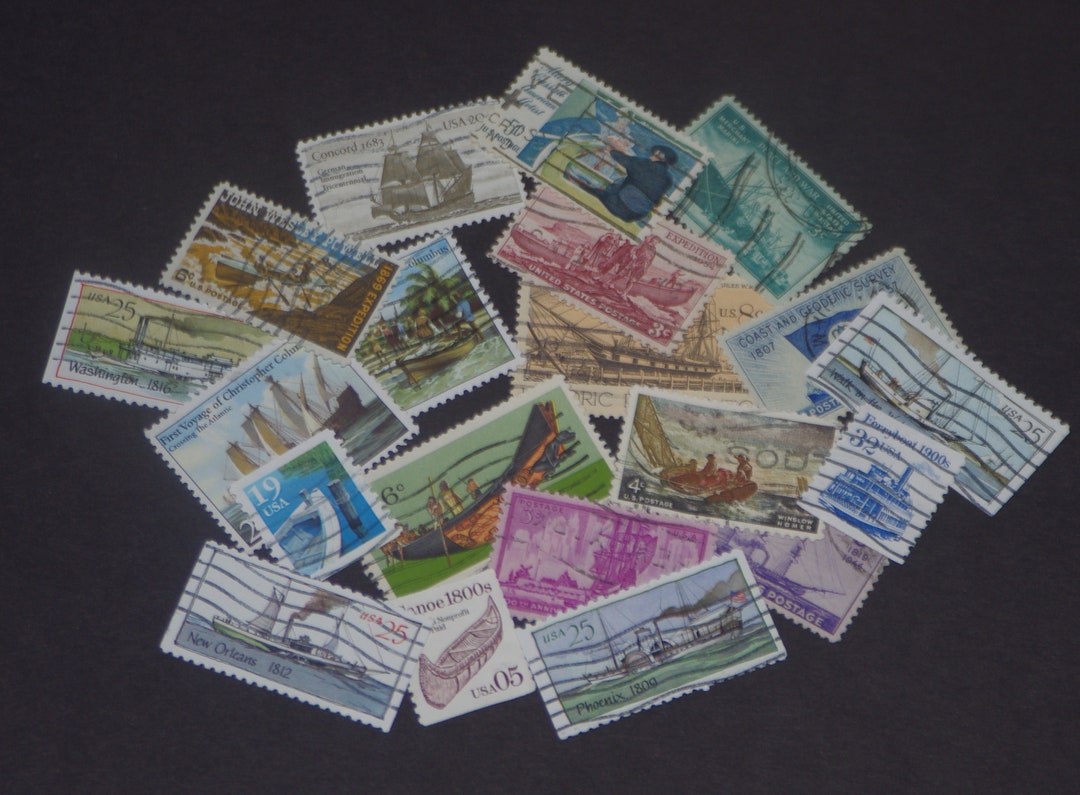 Vintage SHIPS & BOATS Postage Stamps 20 Different, Used, off Paper ...
