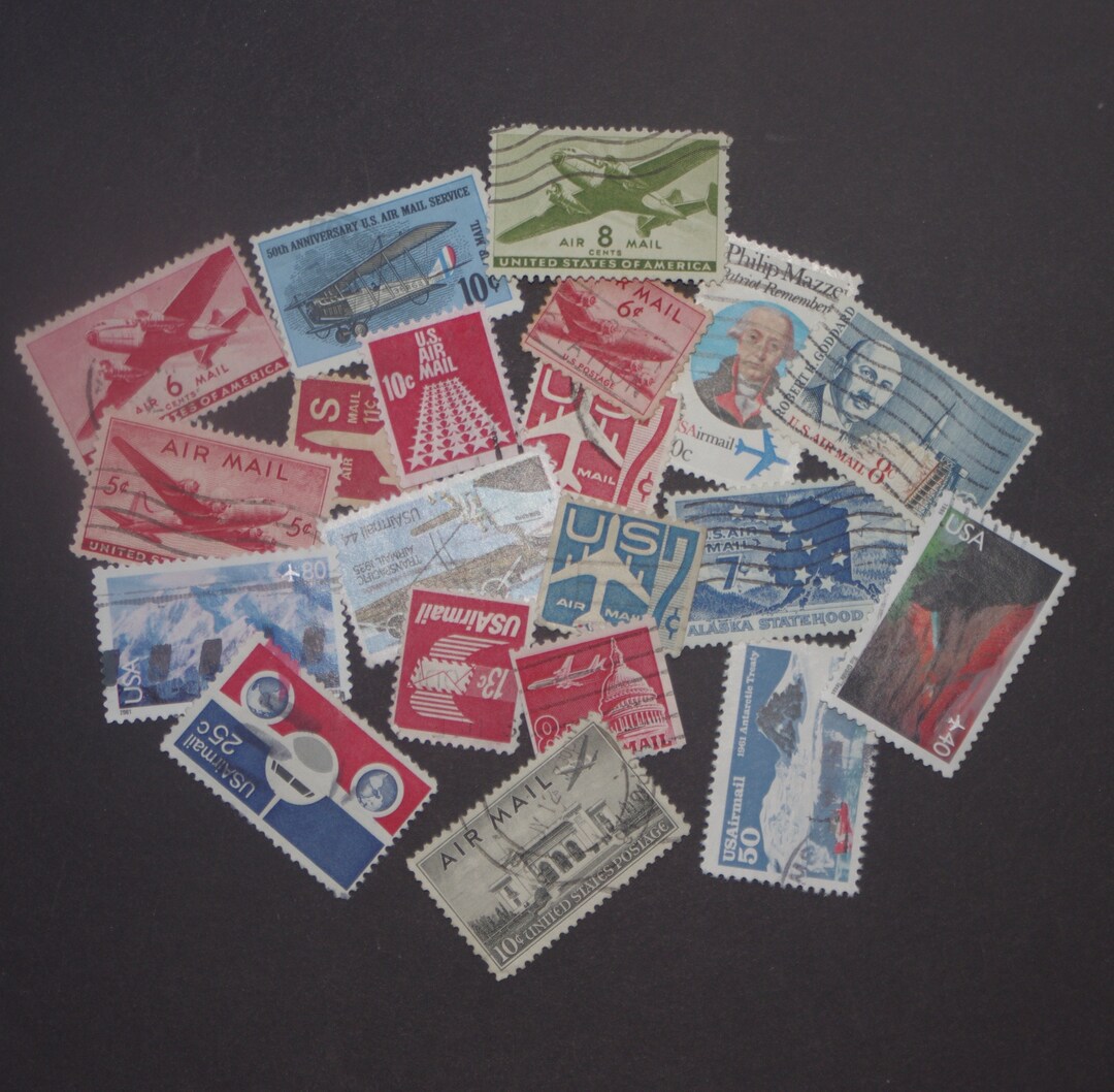 Vintage AIR MAIL Postage Stamps ~ 20 Different, Used, off Paper ...