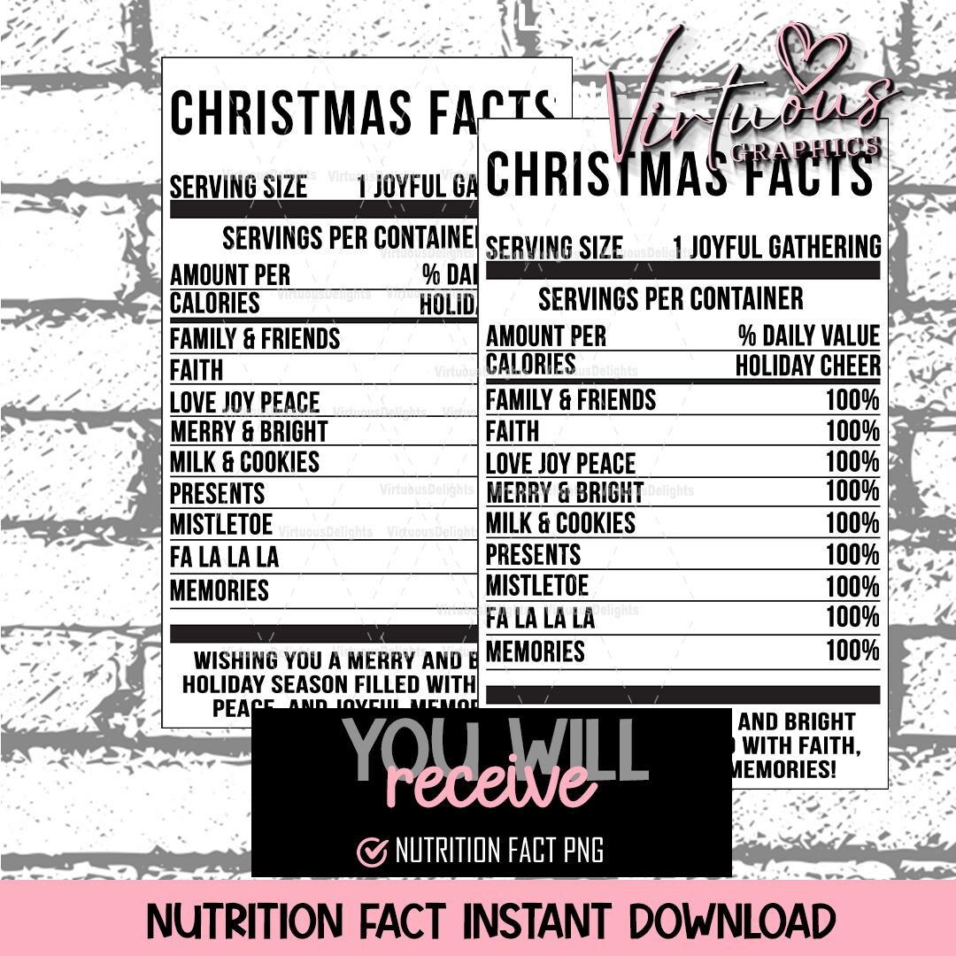 Christmas Nutrition Facts Label: Party Favor Design (digital Download ...