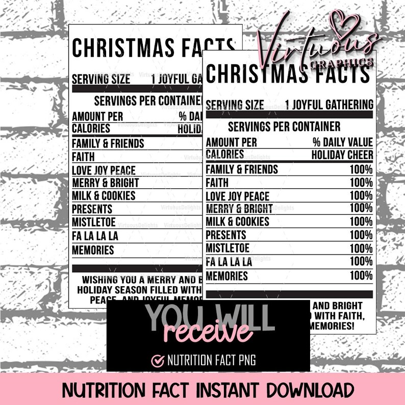 Christmas Nutrition Fact Label, Party Favor Nutrition Label, Nutrition ...