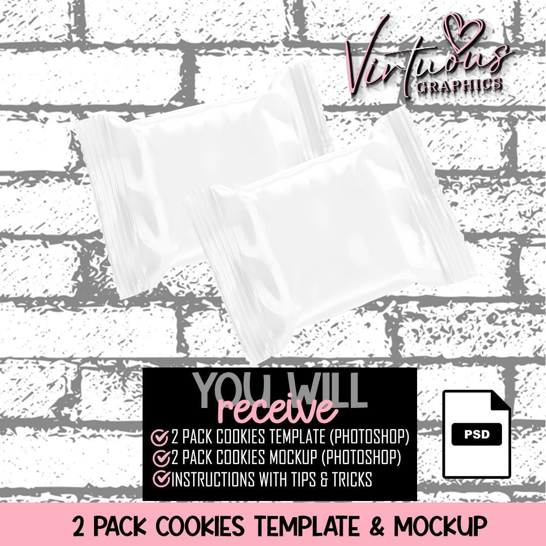 Digital 2-pack Cookie Template & Mockup | Digital Instant Download ...