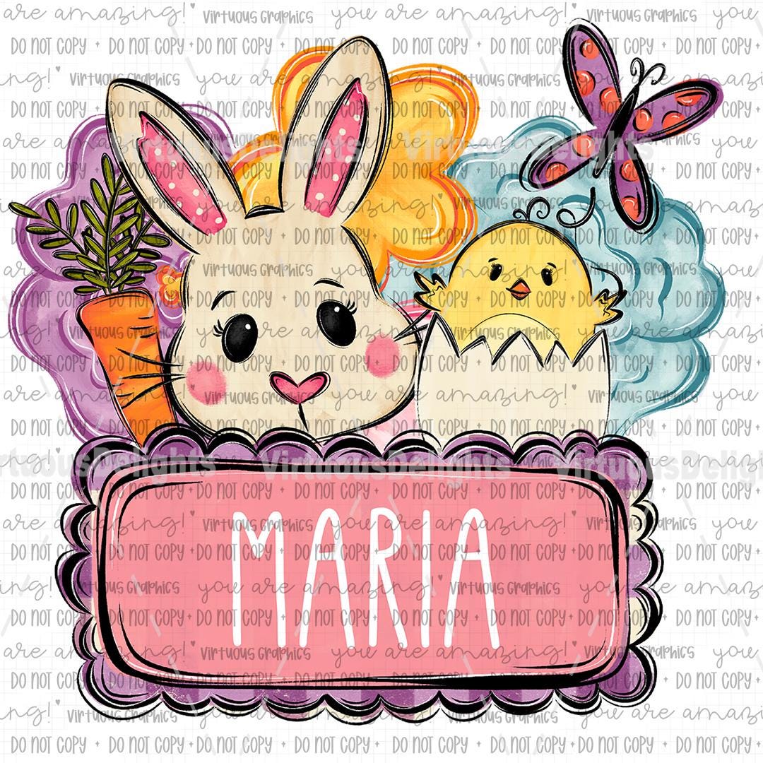 Custom Easter Name PNG – Bunny Chick Name Plate Sublimation Design - Etsy