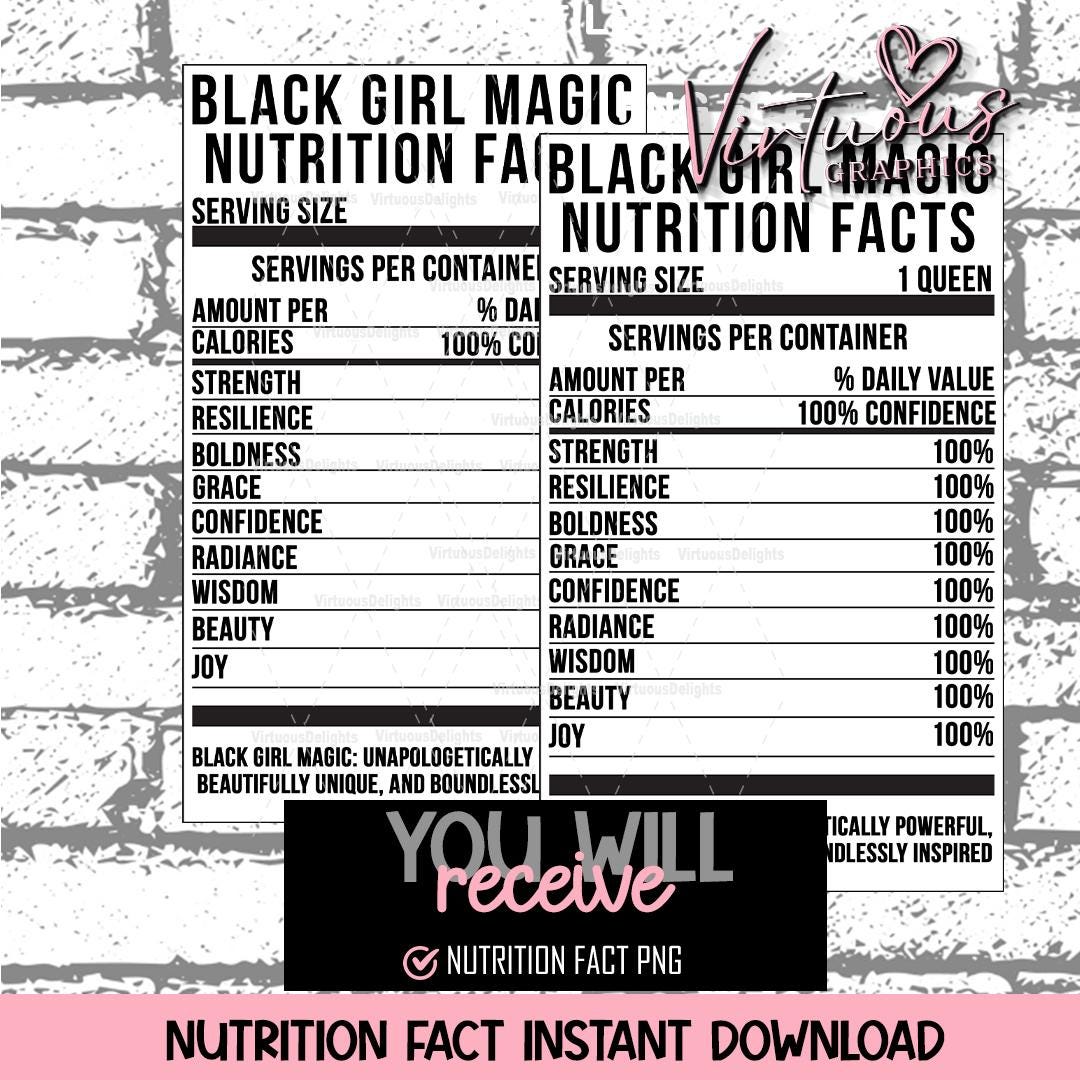 Black Girl Magic Nutrition Facts Label: Party Favor (digital Download ...