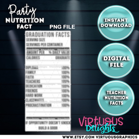Graduation Nutrition Fact Label Party Favor Nutrition Label - Etsy