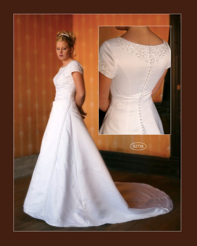 Modest Wedding Dress, White Gown With Sleeves, LDS, Mormon, , Size 8 ...