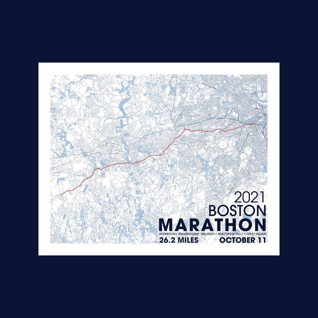 2021 Boston Marathon Map / Light Colors / Unframed Paper Print - Etsy