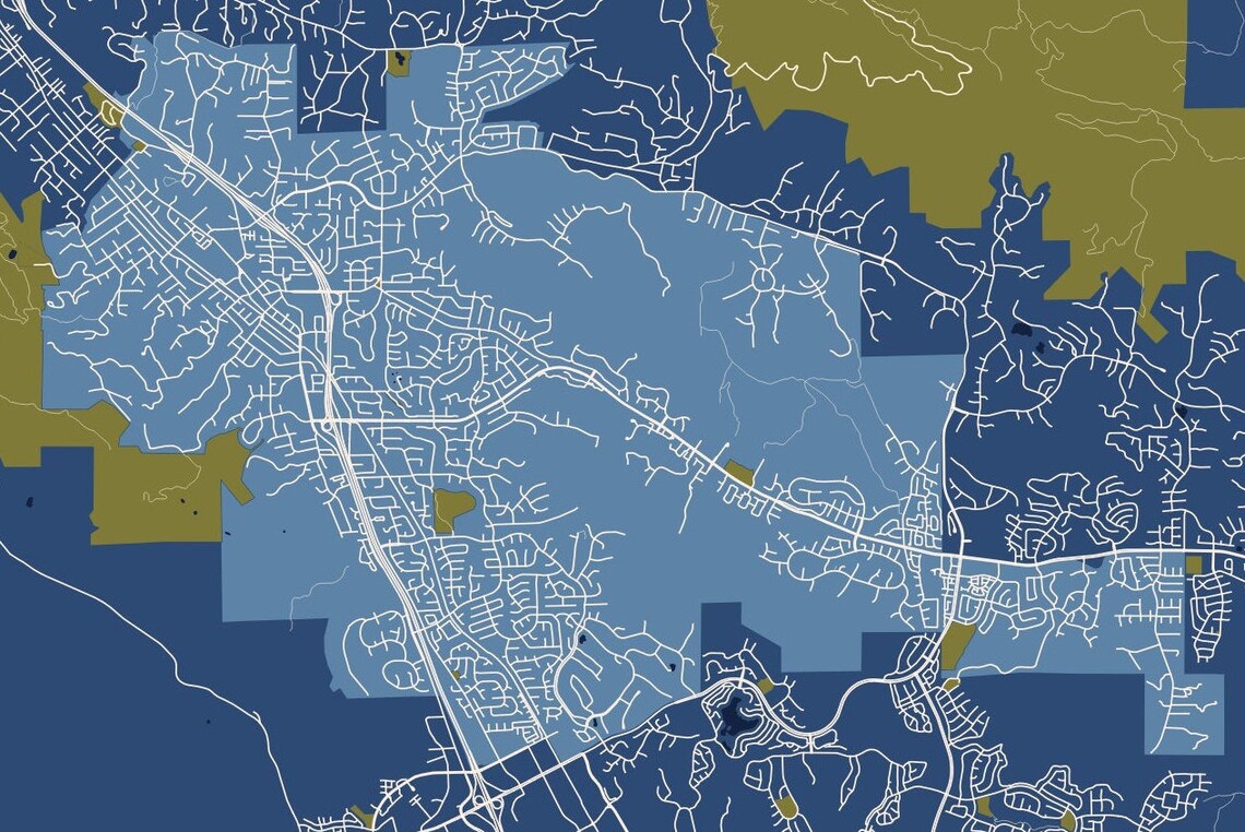 Danville California Map Print / Wall Art / Unframed Paper Print - Etsy