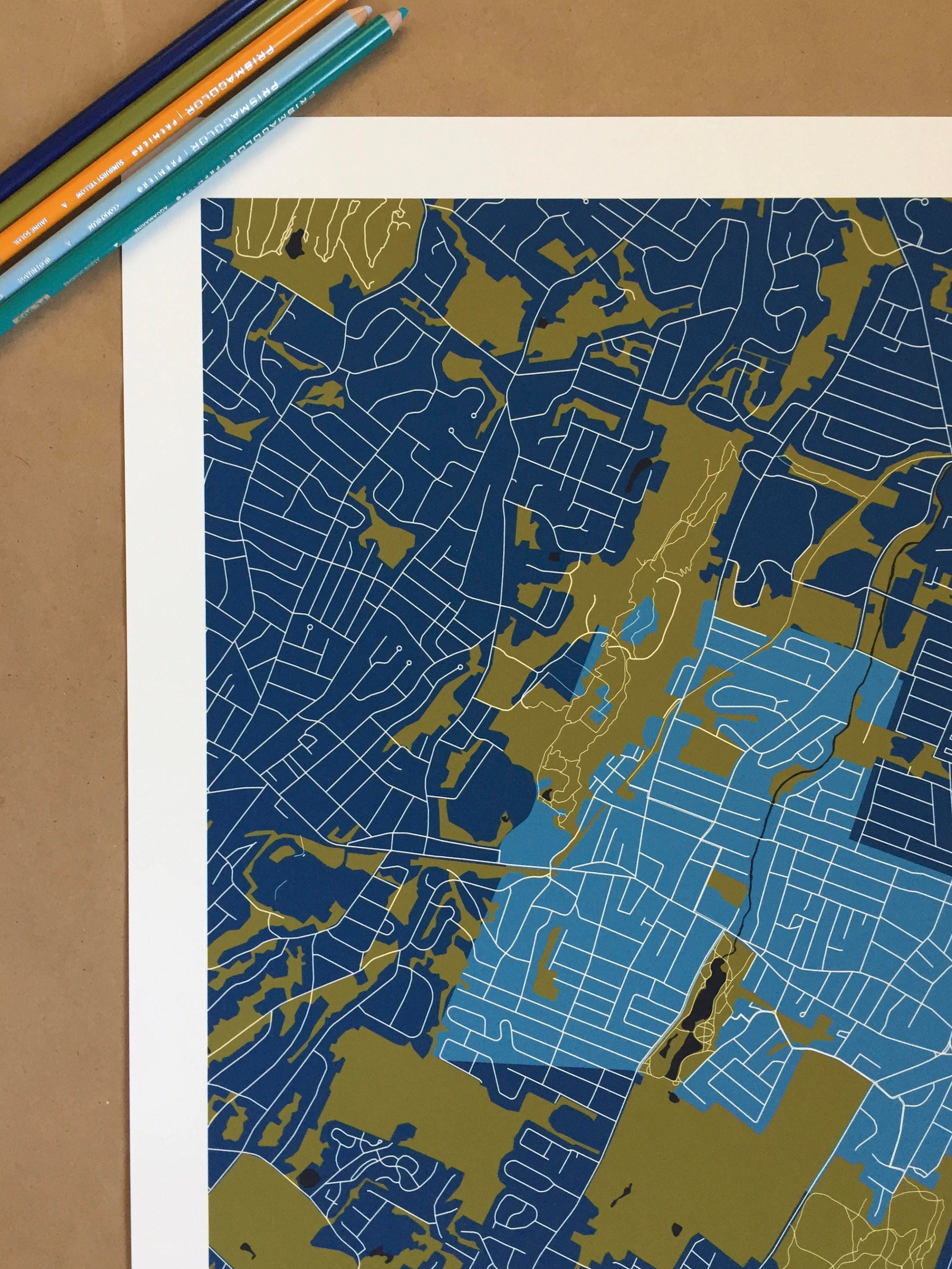 Verona NJ Map Print Wall / Unframed Paper Print - Etsy