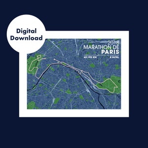 Digital Download 2018 Paris Marathon Map Poster - Etsy