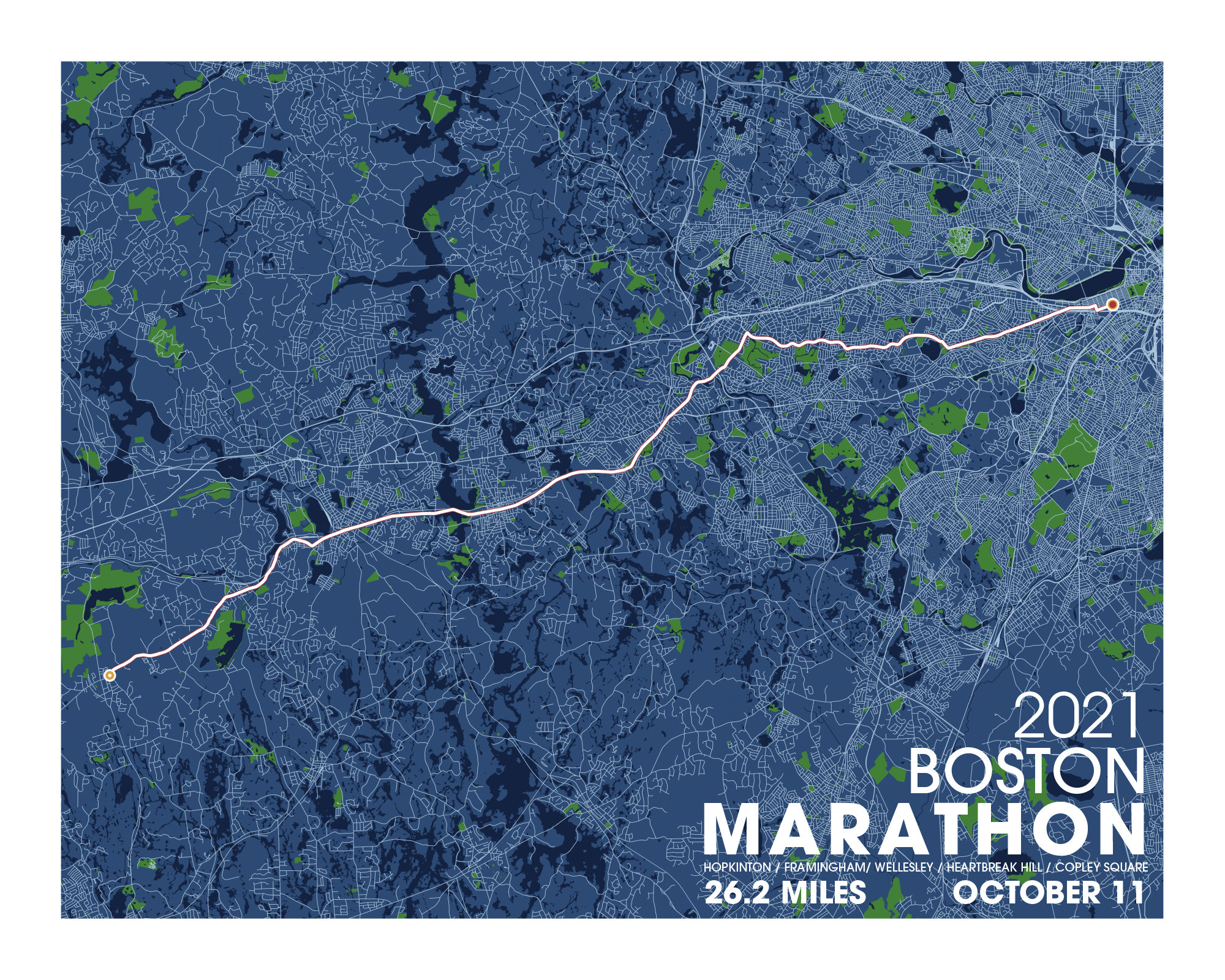 2022 Boston Marathon Map / Unframed Paper Print - Etsy
