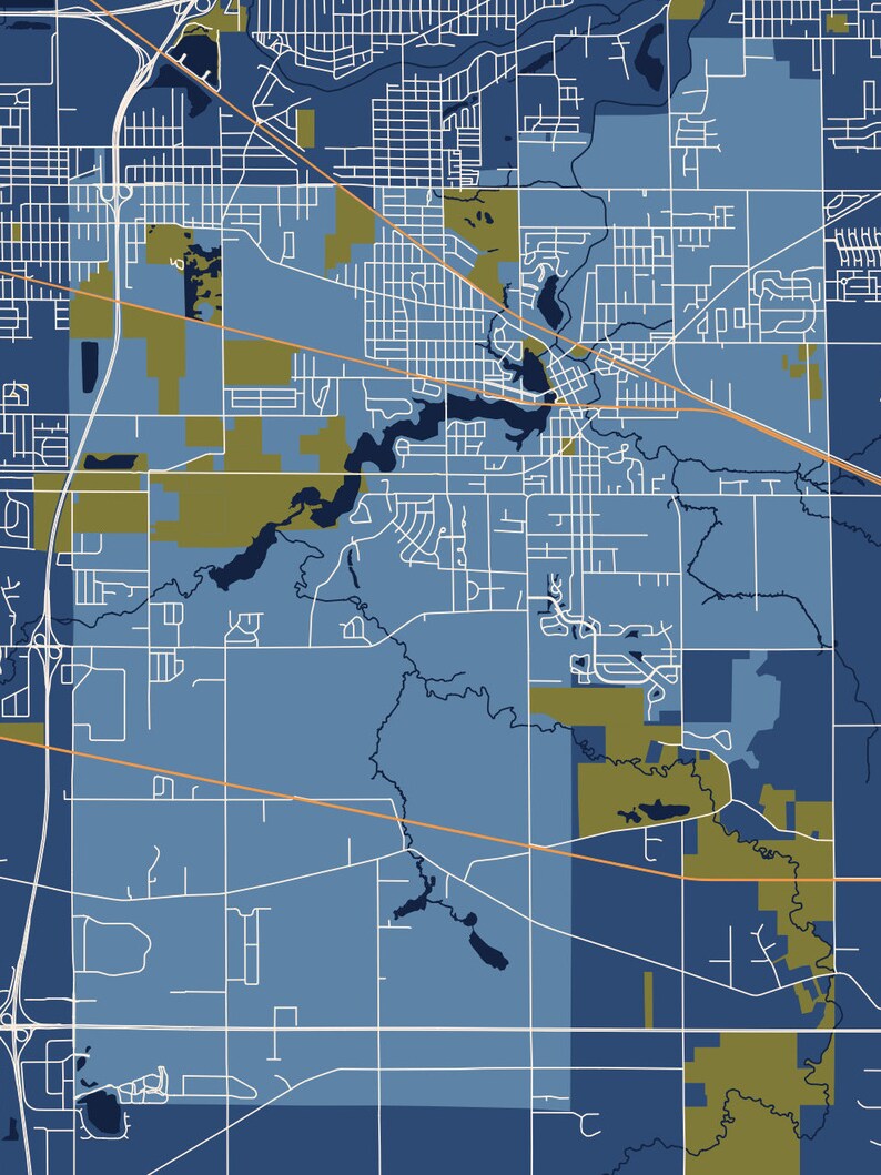 Hobart Indiana Map Print Wall Art - Etsy