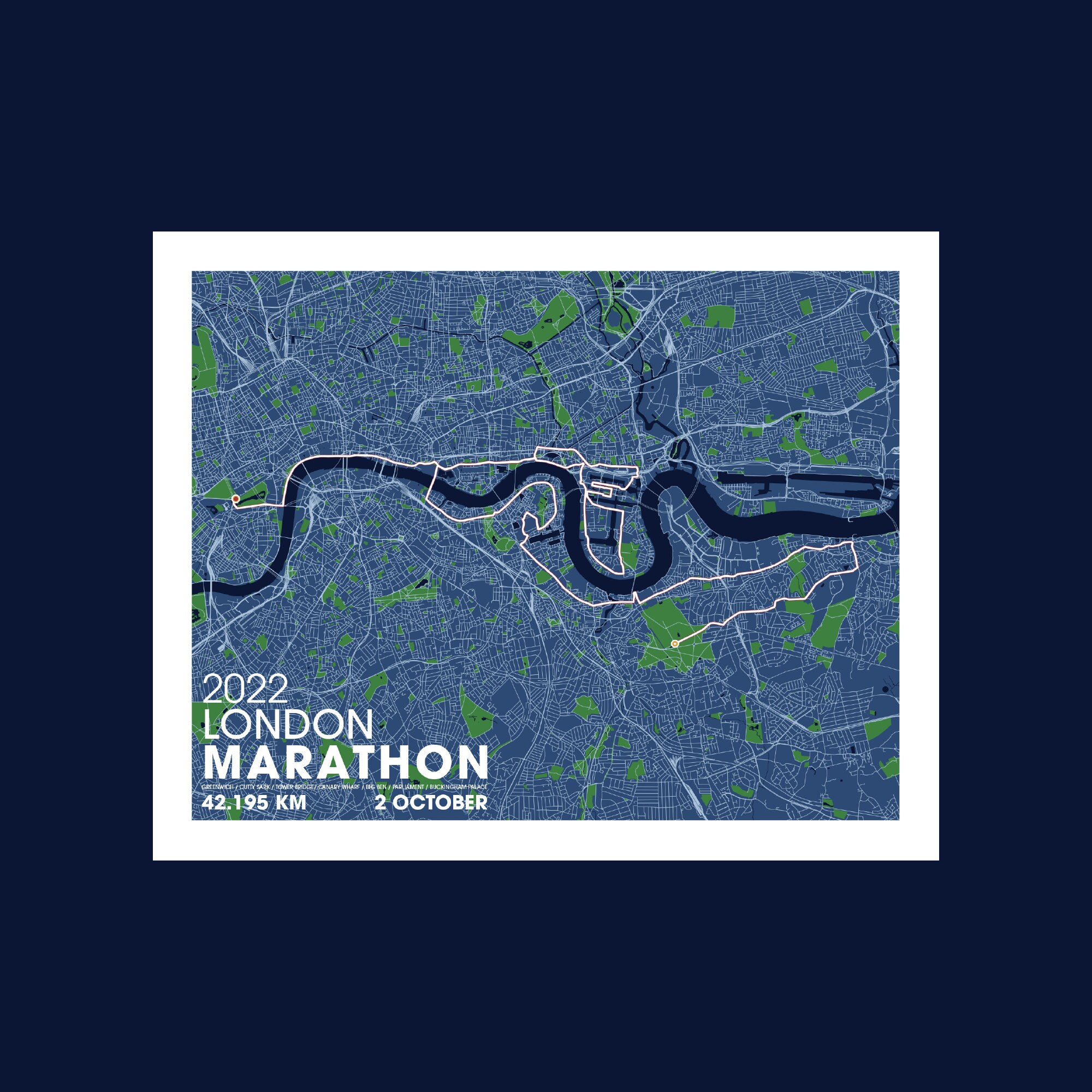 London Marathon Map / Unframed Paper Print - Etsy