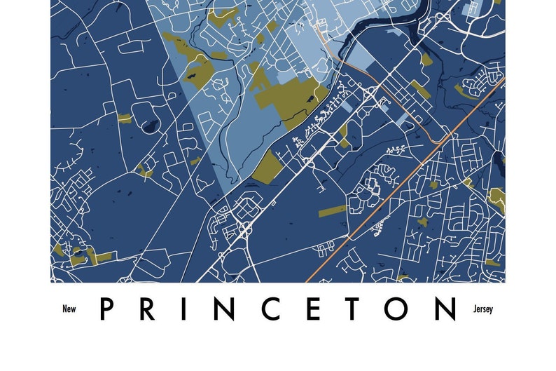 Princeton NJ Map Print / Wall Art / Unframed Paper Print - Etsy