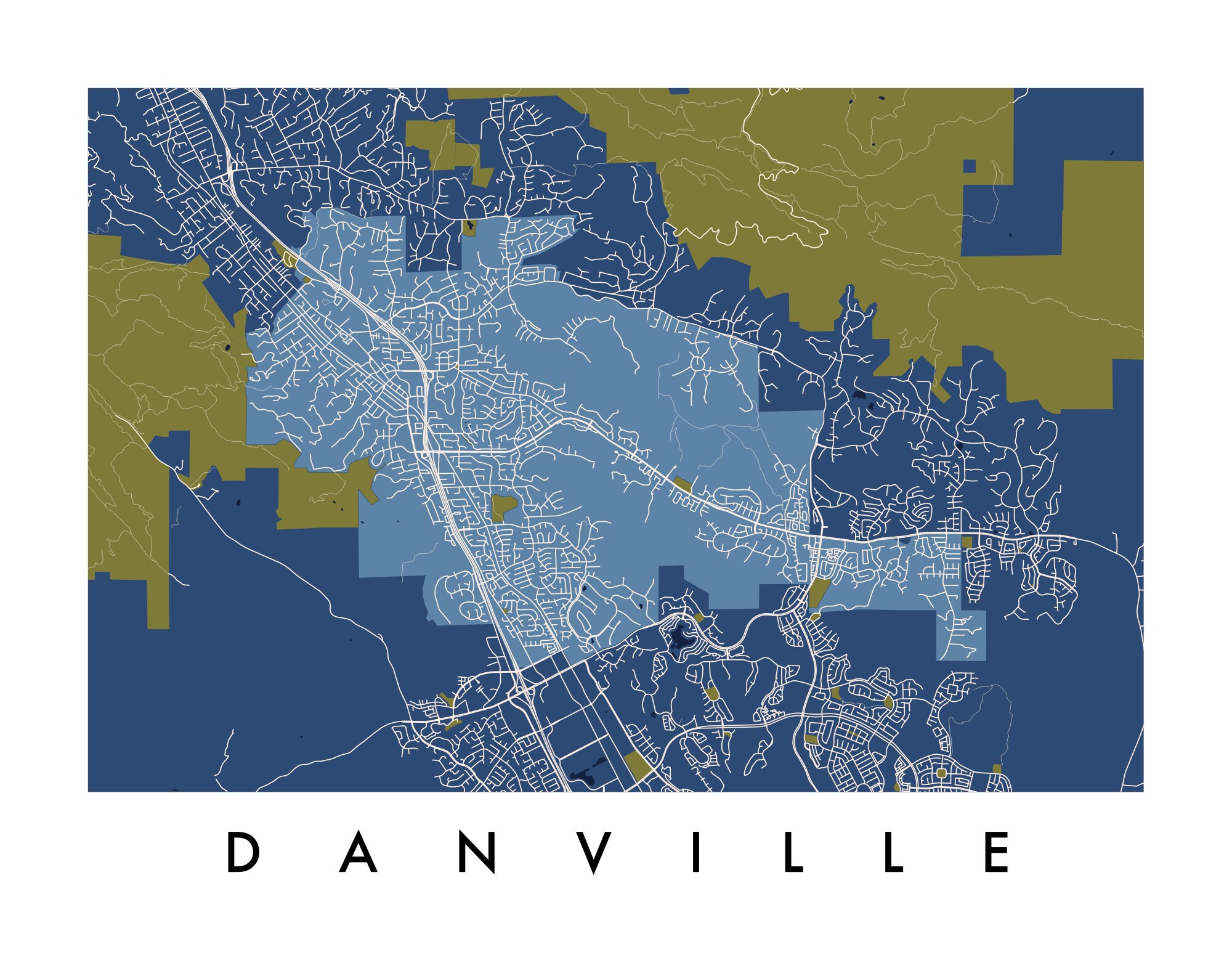 Danville California Map Print / Wall Art / Unframed Paper Print - Etsy