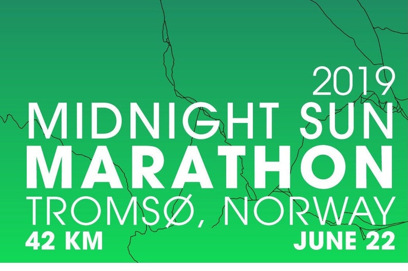 2019 Midnight Sun Marathon Map Print / Tromso Norway / - Etsy