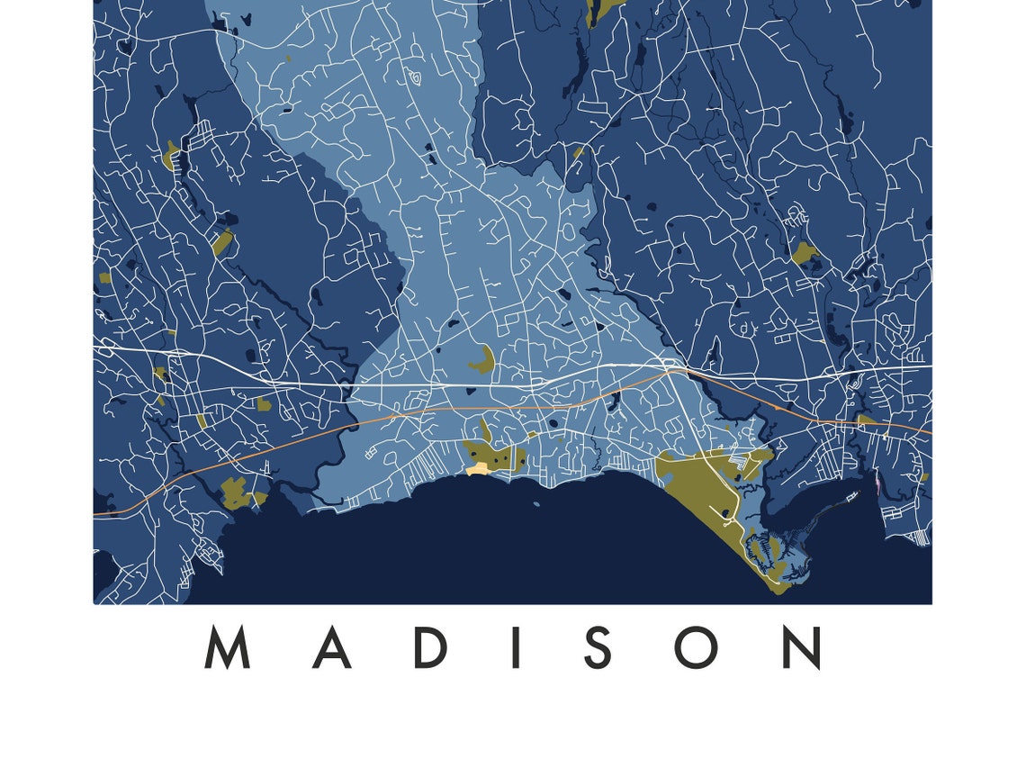 Madison CT Map Print Wall Art - Etsy