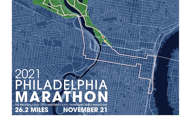 2021 Philadelphia Marathon Map / Unframed Paper Print - Etsy