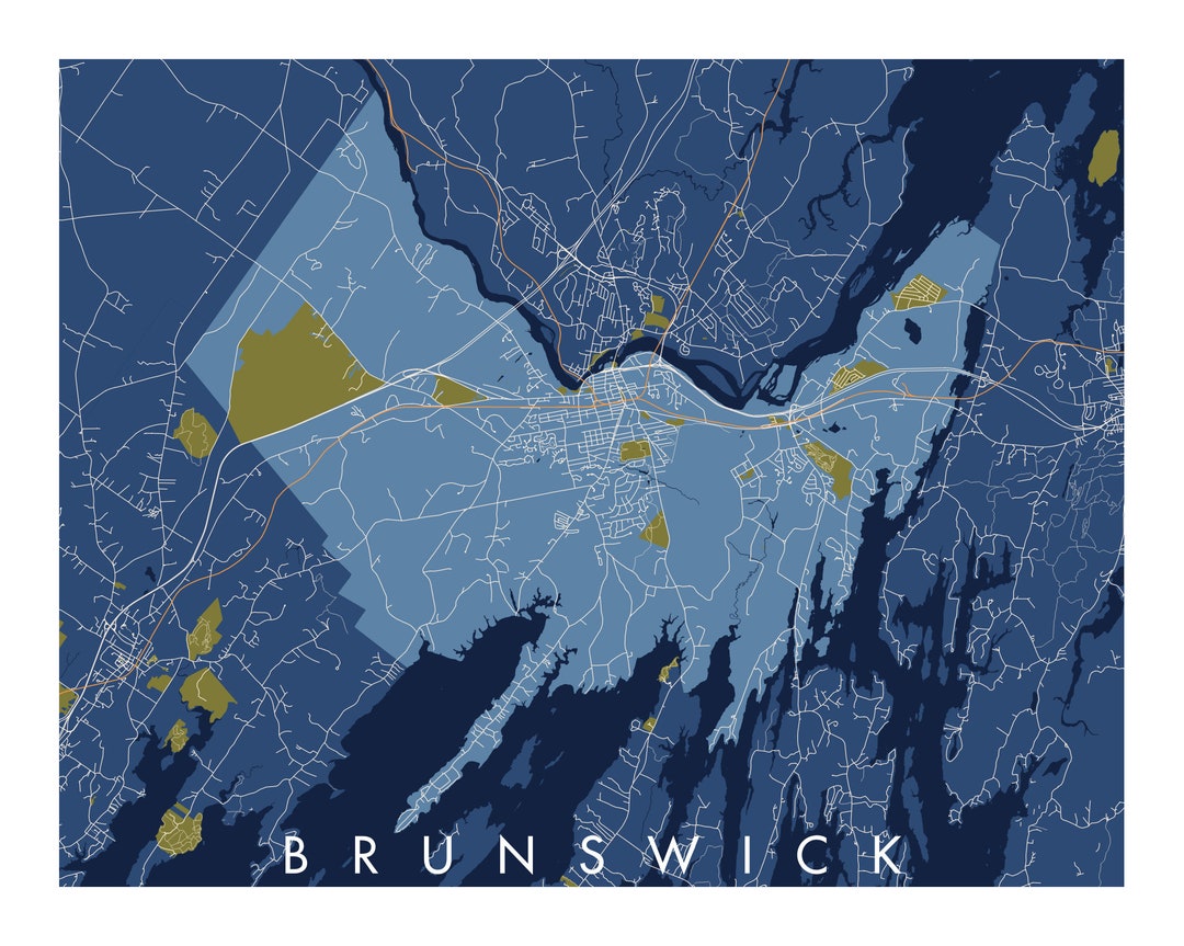 Brunswick Maine Map Print / Unframed Paper Print - Etsy