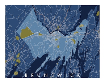 Brunswick Maine Map | Etsy