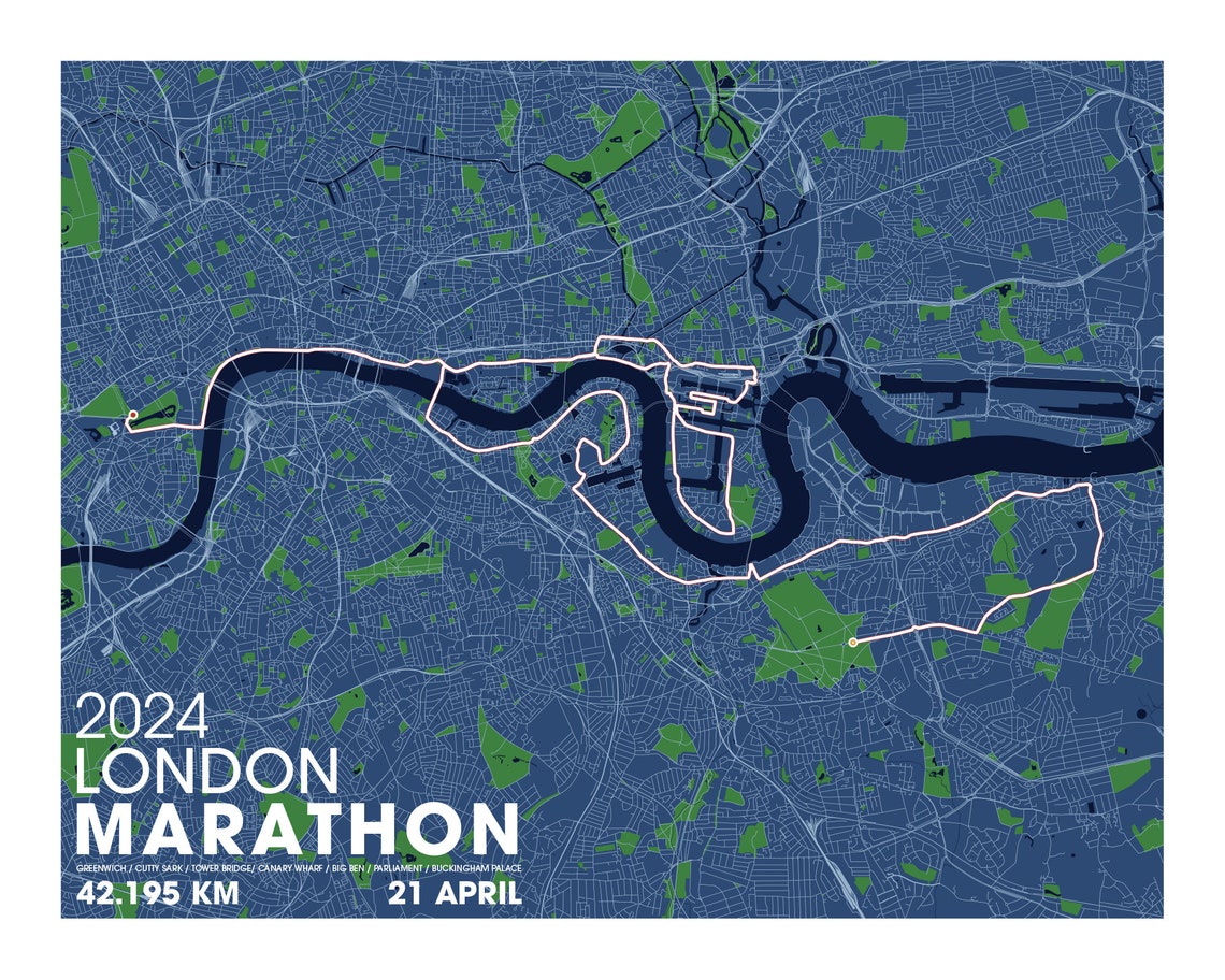 Digital Download 2024 London Marathon Map Poster - Etsy