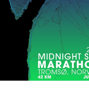 2019 Midnight Sun Marathon Map Print / Tromso Norway / - Etsy