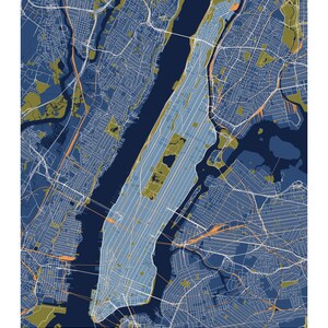 New York City Map Print Manhattan / Unframed Paper Print - Etsy