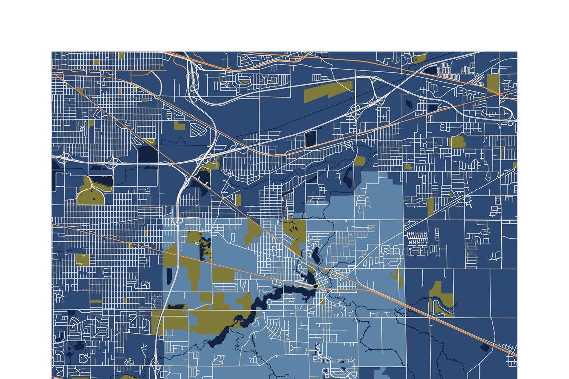 Hobart Indiana Map Print Wall Art - Etsy
