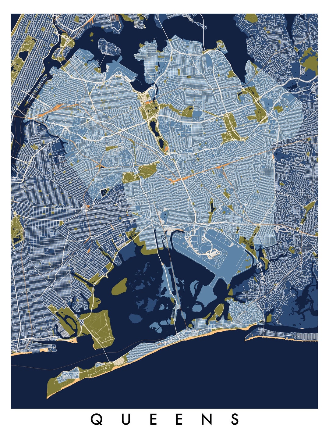 Queens New York Map Print / Unframed Paper Print - Etsy