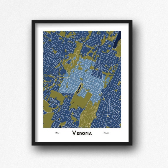 Verona NJ Map Print Wall / Unframed Paper Print | Etsy
