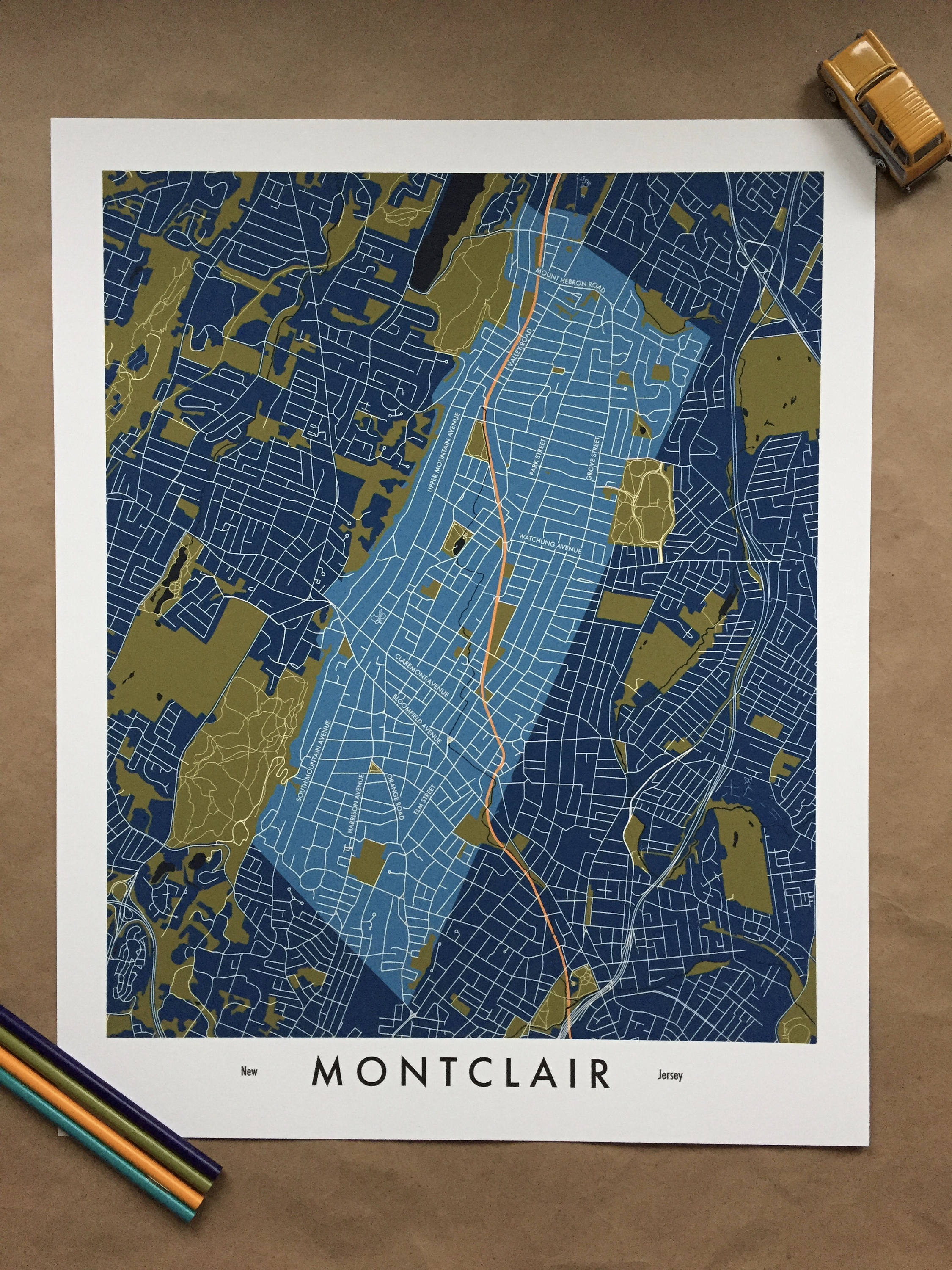 Montclair NJ Map Print / Unframed Paper Print - Etsy