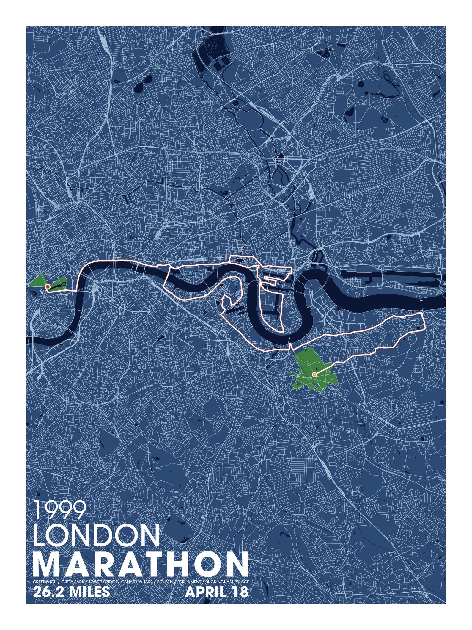 London Marathon Map / unframed paper print | Etsy