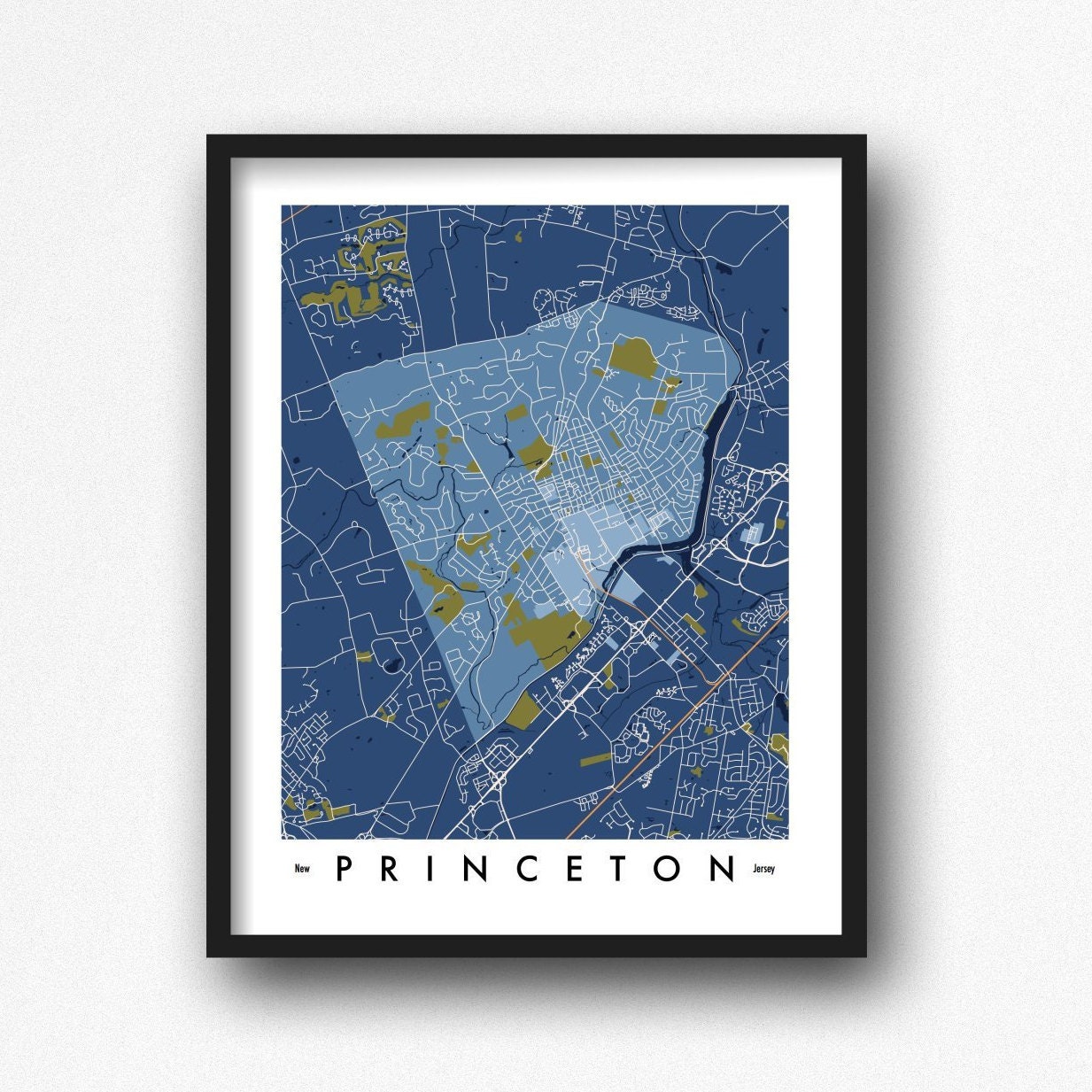 Princeton NJ Map Print / Wall Art / Unframed Paper Print - Etsy