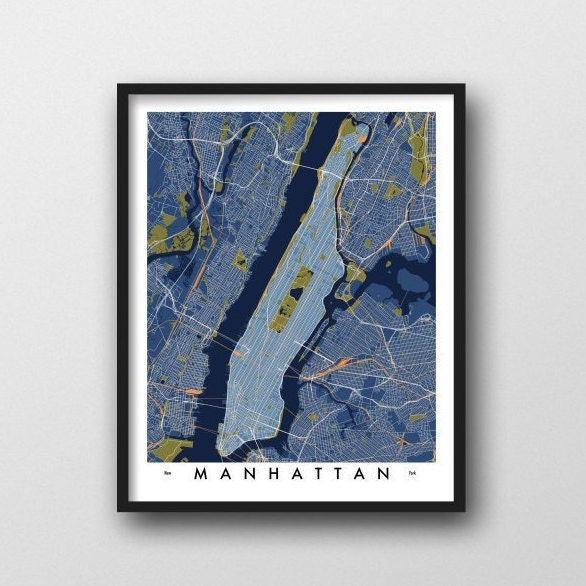 New York City Map Print Manhattan / Unframed Paper Print - Etsy