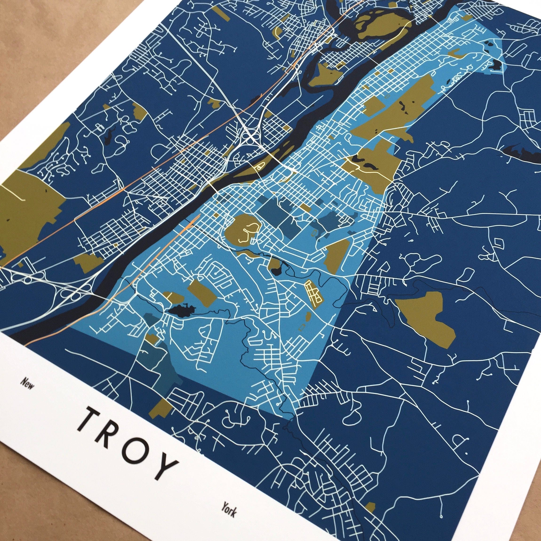 Troy NY Map Print / Unframed Paper Print - Etsy