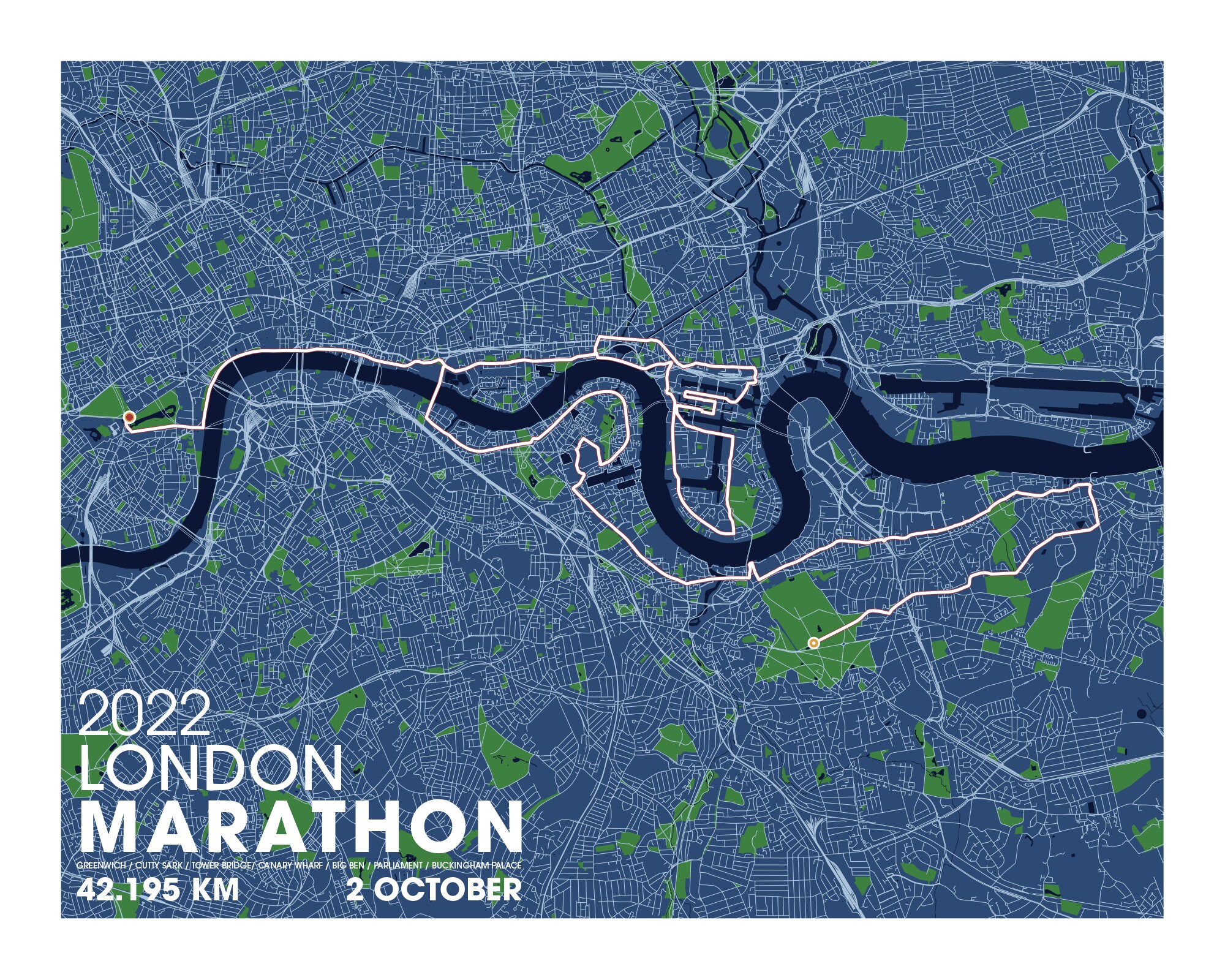 London Marathon Map / Unframed Paper Print - Etsy