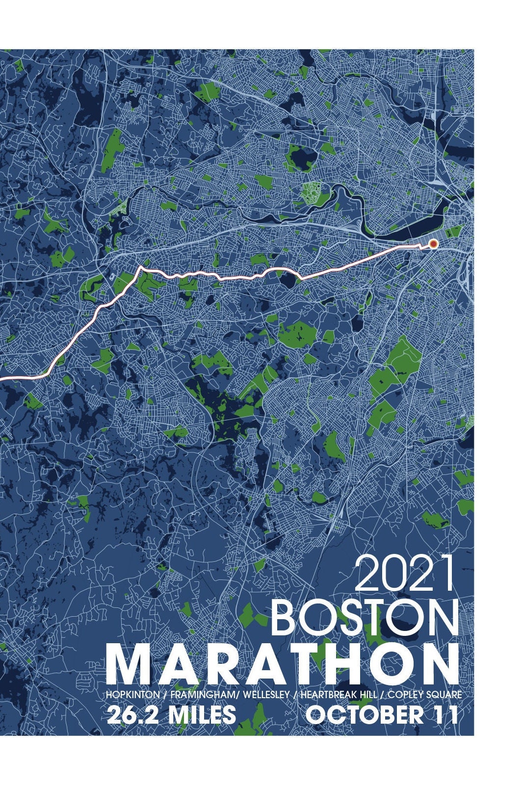 2022 Boston Marathon Map / Unframed Paper Print - Etsy