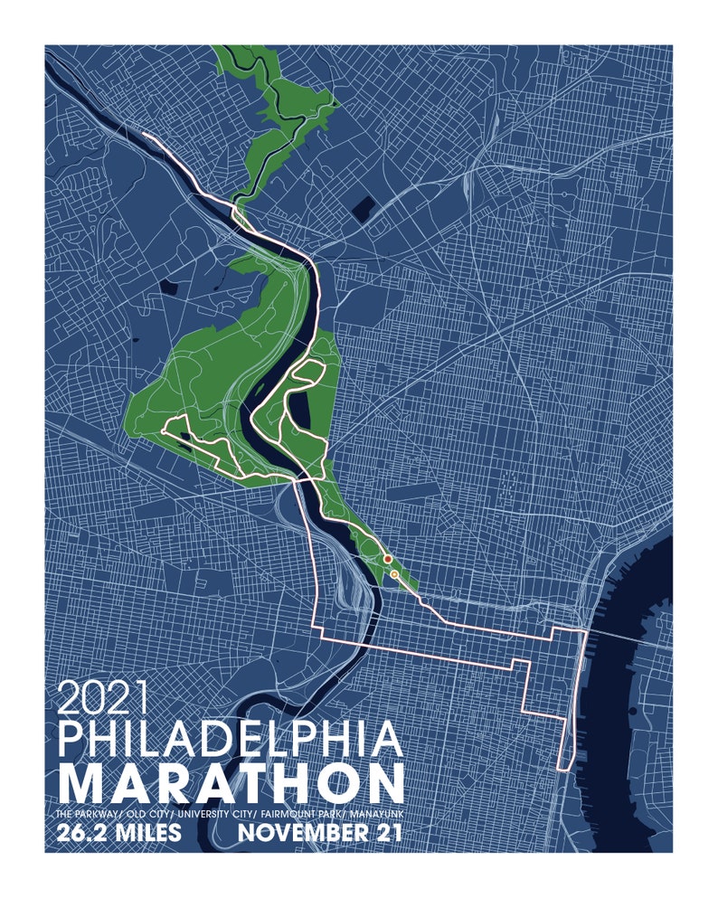 2021 Philadelphia Marathon Map / Unframed Paper Print - Etsy