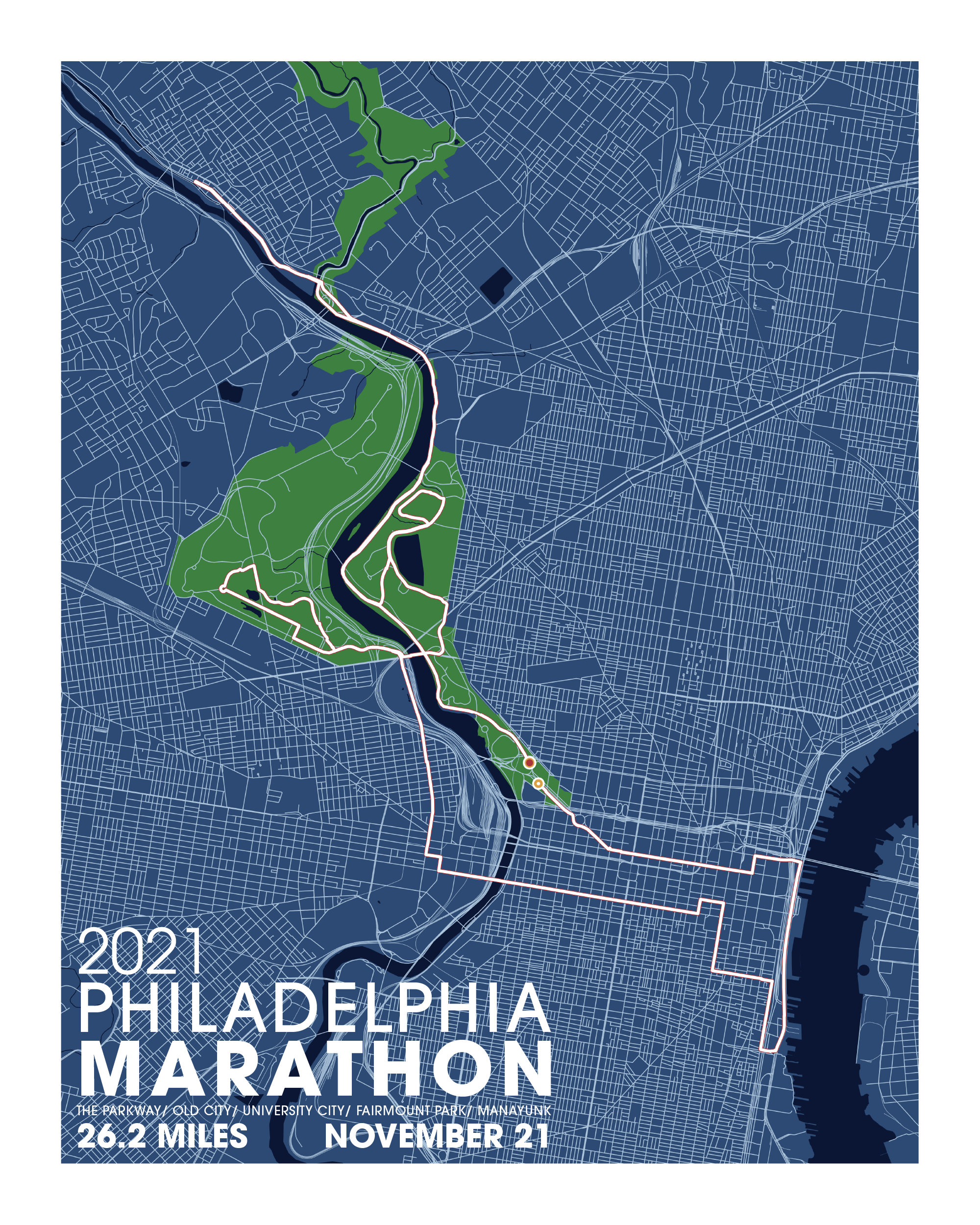 2021 Philadelphia Marathon Map / Unframed Paper Print - Etsy