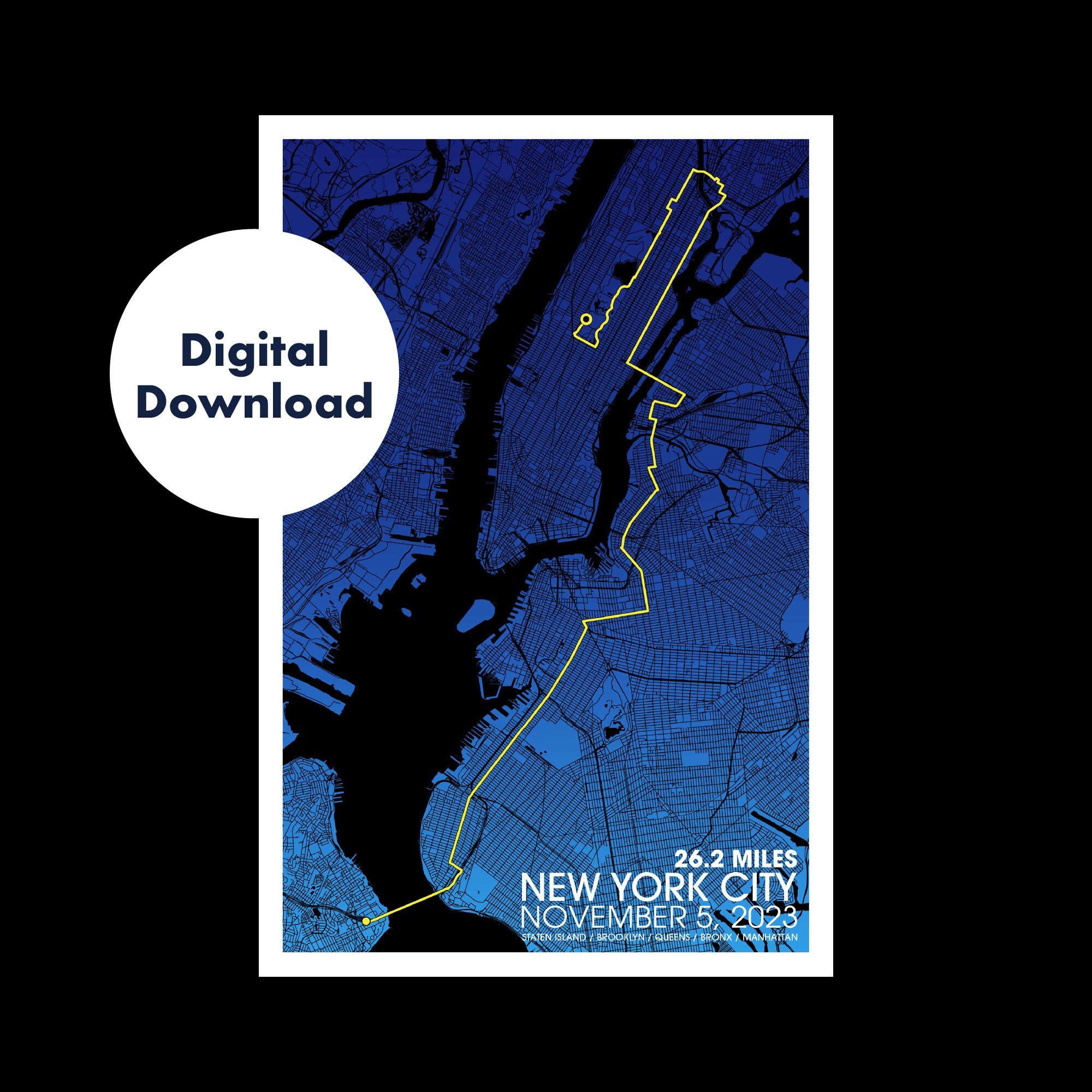 Digital Download 2023 NYC Marathon Map Poster - Etsy UK