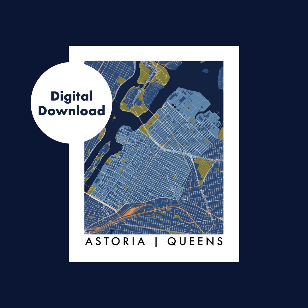 Digital Download Astoria Queens Map - Etsy