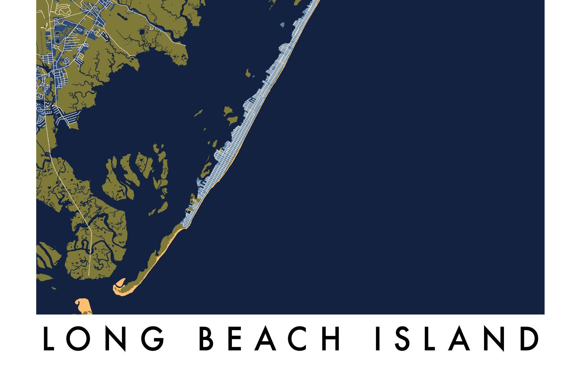 Digital Download Long Beach Island LBI New Jersey Map Poster - Etsy