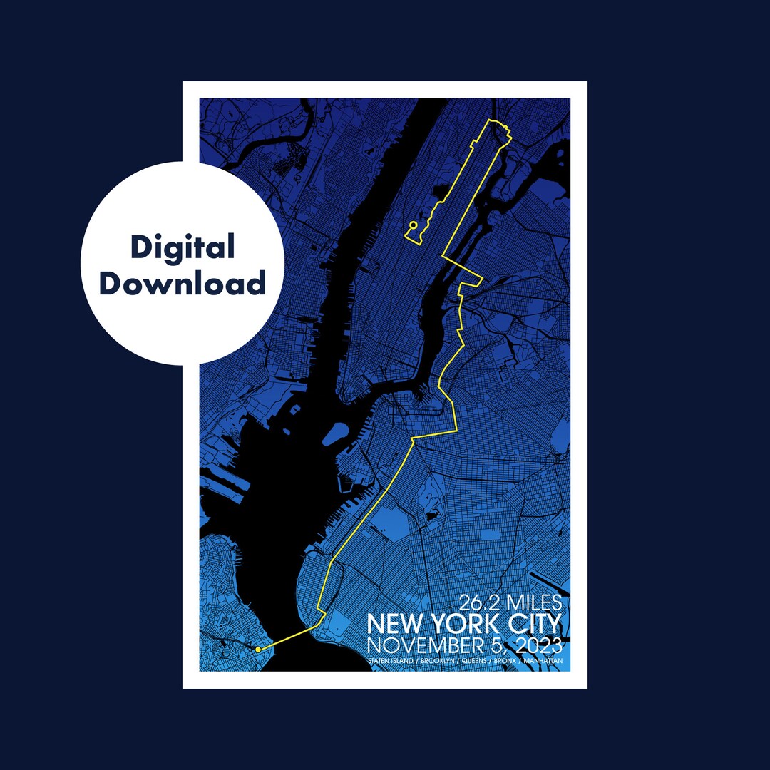 Digital Download 2023 NYC Marathon Map Poster - Etsy UK