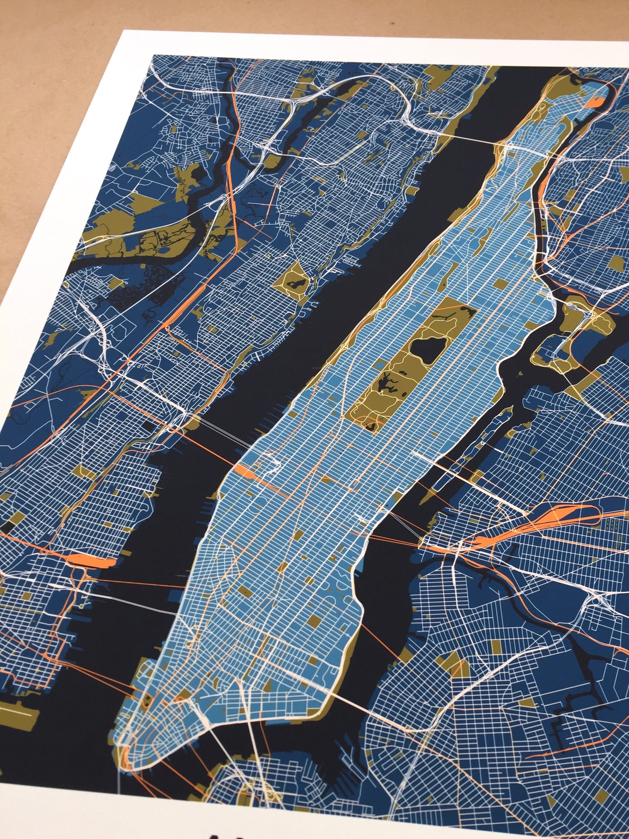 New York City Map Print Manhattan / Unframed Paper Print - Etsy
