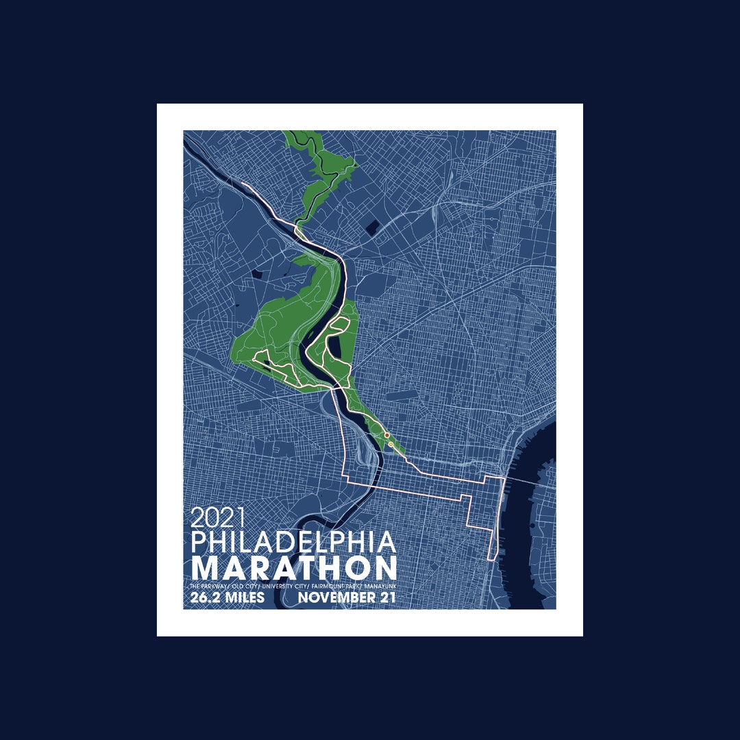 2021 Philadelphia Marathon Map / Unframed Paper Print - Etsy