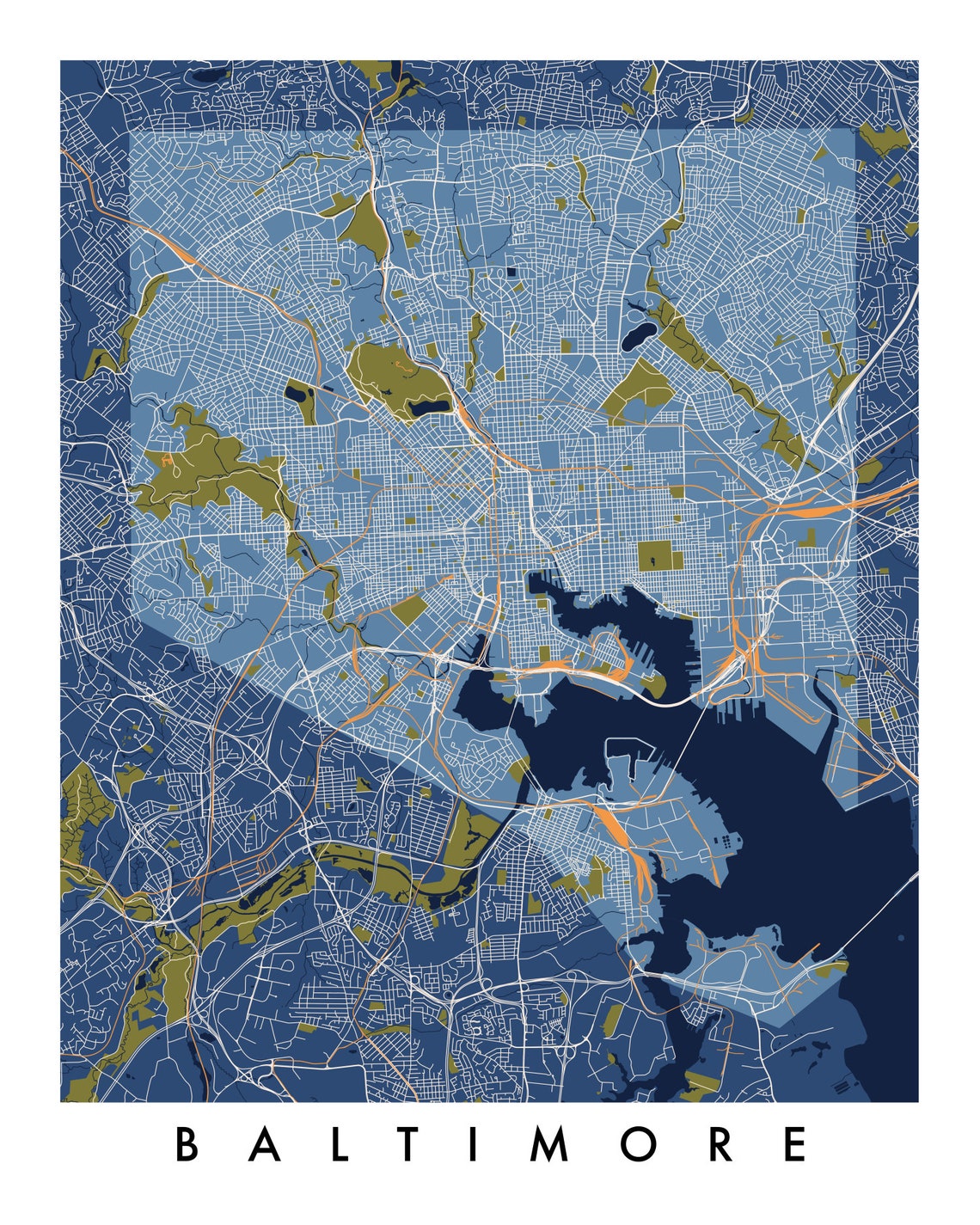 Baltimore MD Map Print | Etsy