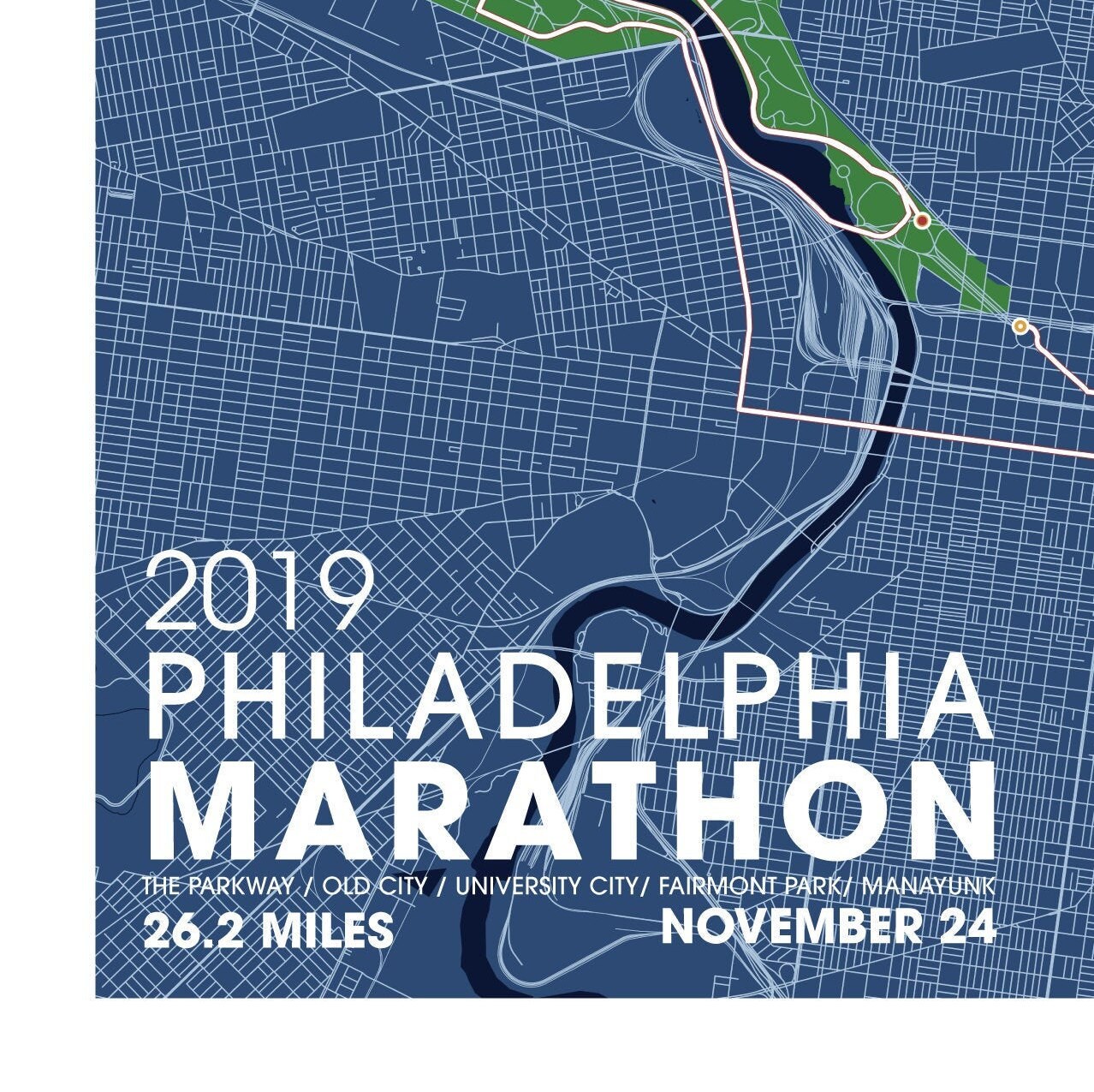2019 Philadelphia Marathon Map Art / Finisher Gift | Etsy