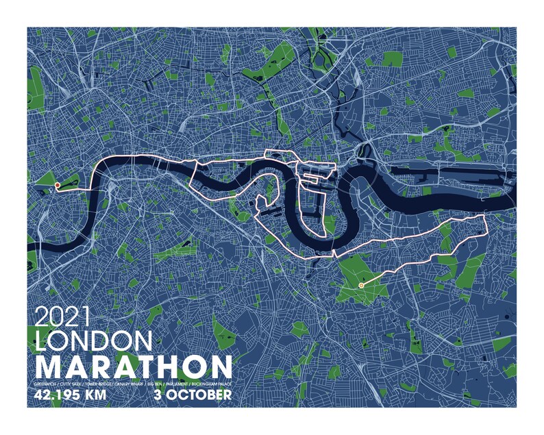 London Marathon Map / Unframed Paper Print - Etsy