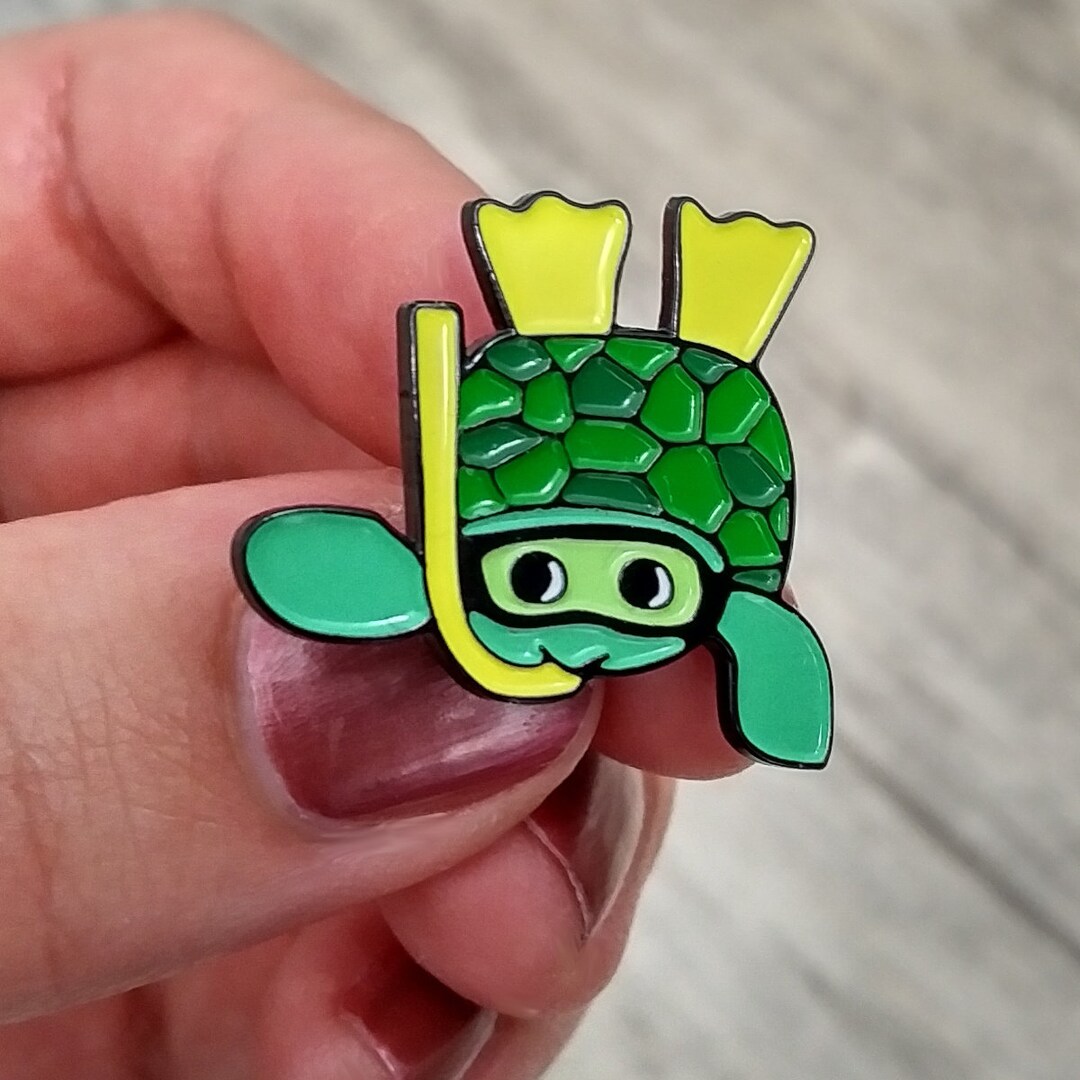 Cute Turtle Soft Enamel Pin, Free US Shipping | Unique Sea Animal Pin ...