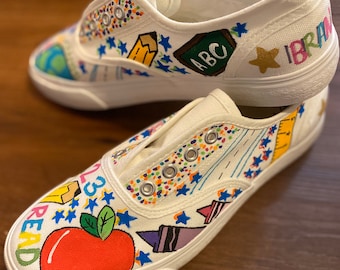 Teacher Themed Custom Shoes - Etsy